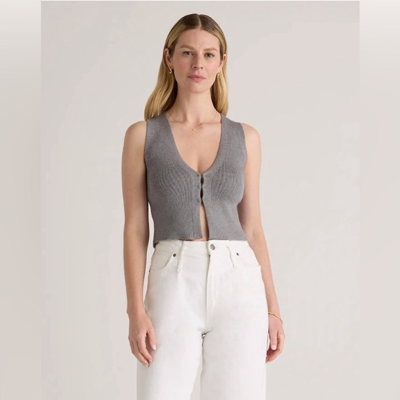 Quince | Tops | Ecoknit Split Front Sweater Vest | Poshmark